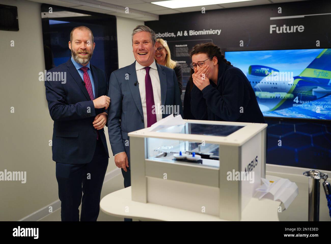 Labour Party leader Sir Keir Starmer (centre) and his shadow business secretary Jonathan ...