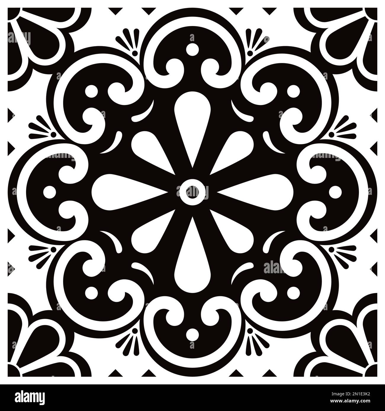 Mexican talavera style decorative vector seamless pattern with single ...