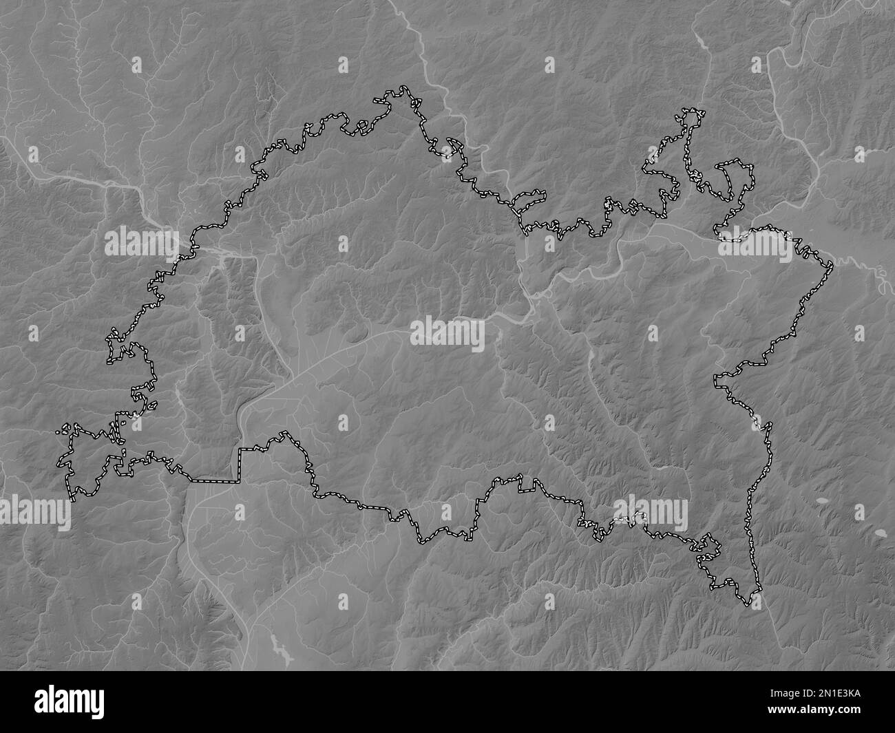 Tatarstan, republic of Russia. Grayscale elevation map with lakes and ...