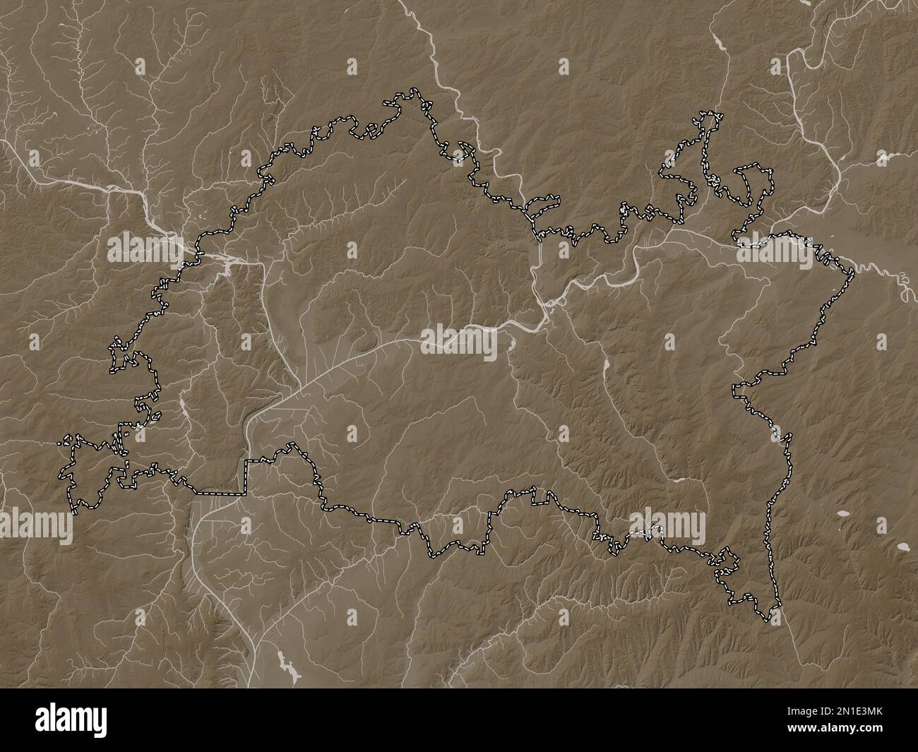 Tatarstan, republic of Russia. Elevation map colored in sepia tones ...