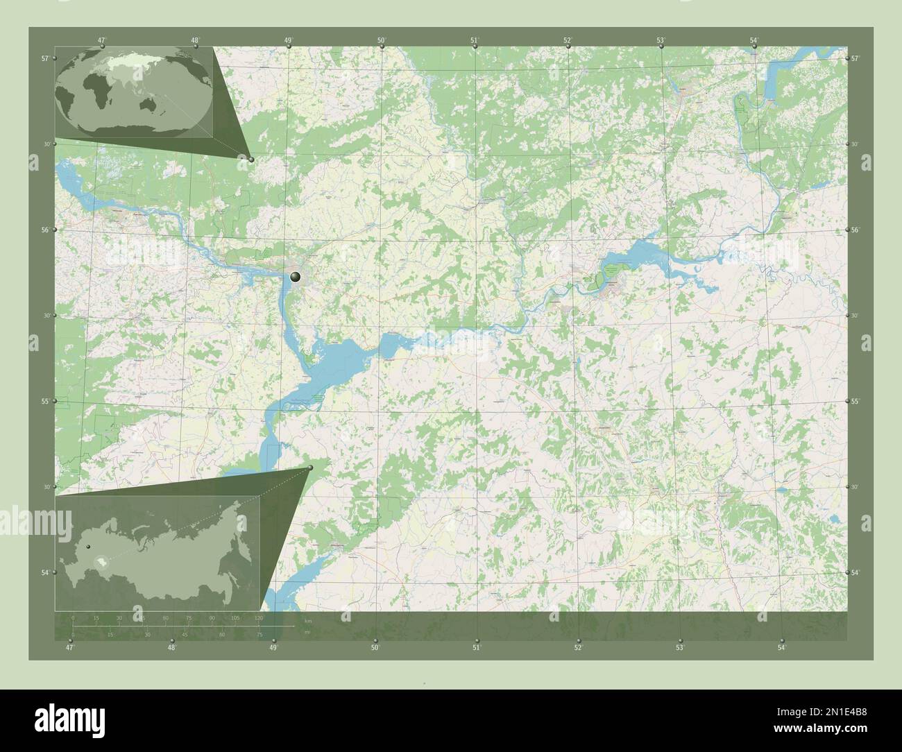 Tatarstan, republic of Russia. Open Street Map. Corner auxiliary ...