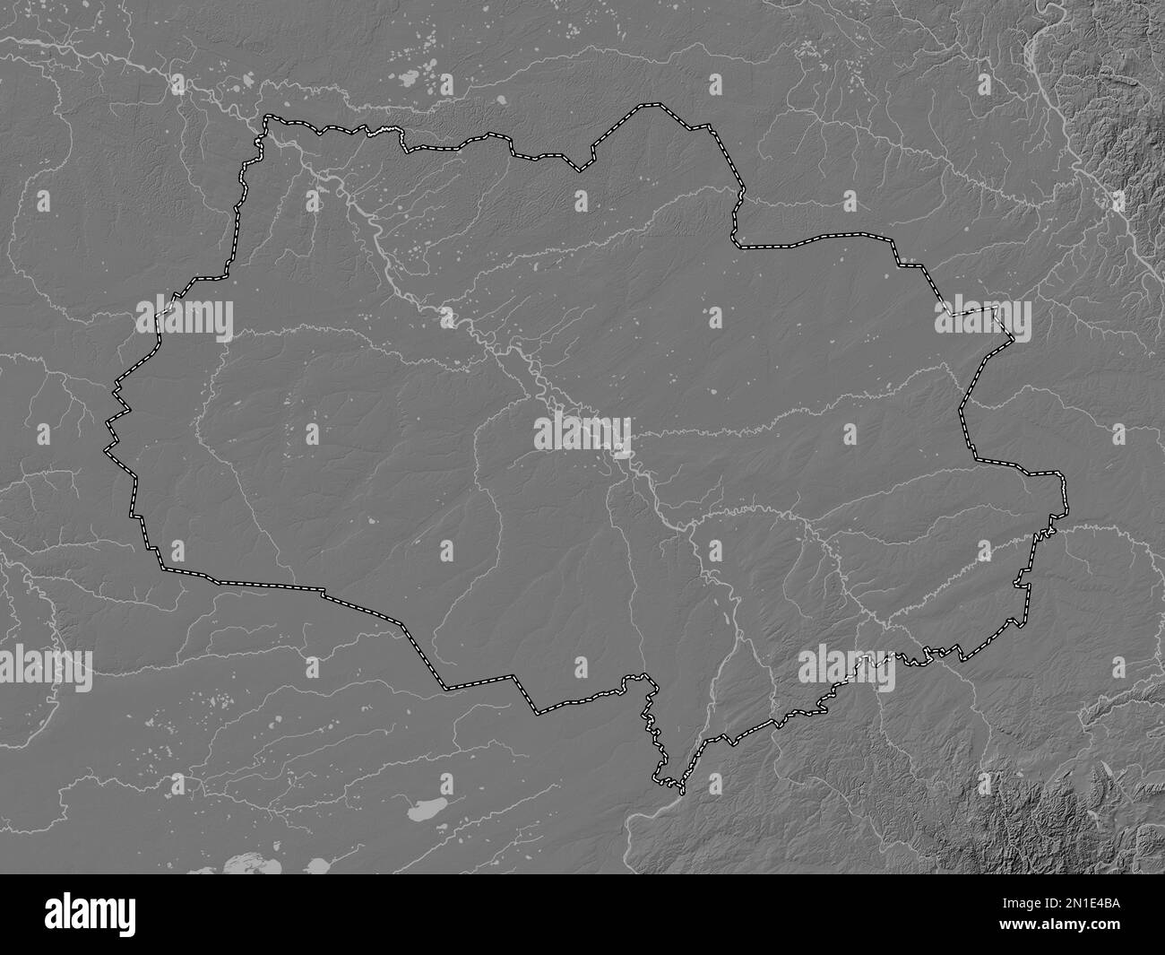 Tomsk, region of Russia. Bilevel elevation map with lakes and rivers ...