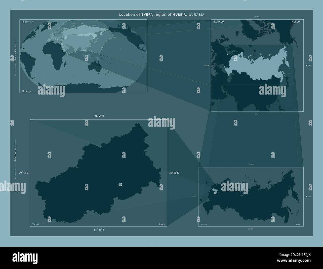 Tver', region of Russia. Diagram showing the location of the region on ...