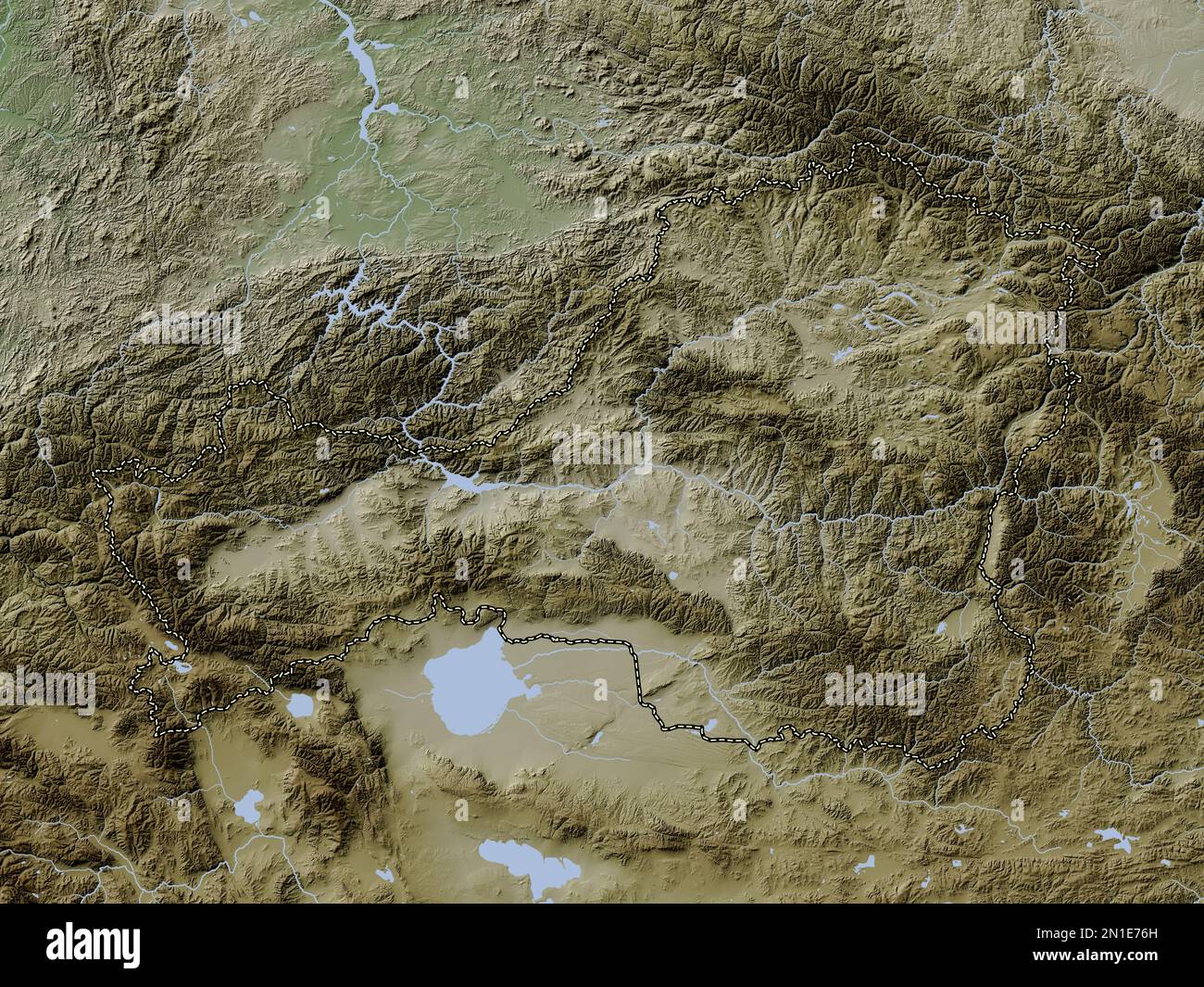 Tuva, republic of Russia. Elevation map colored in wiki style with ...