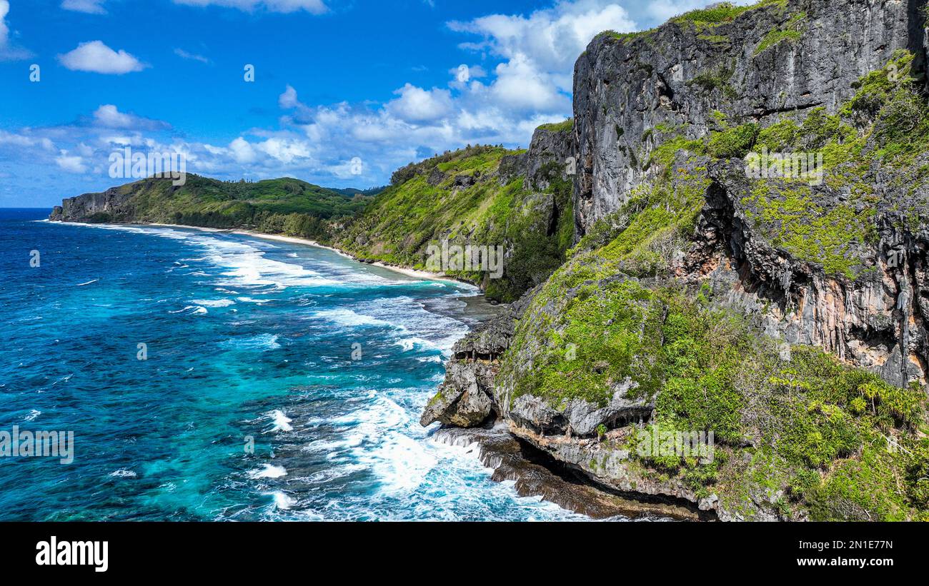 Aerial of La Gueule du Monstre (the Monster's Mouth) cave, Rurutu ...