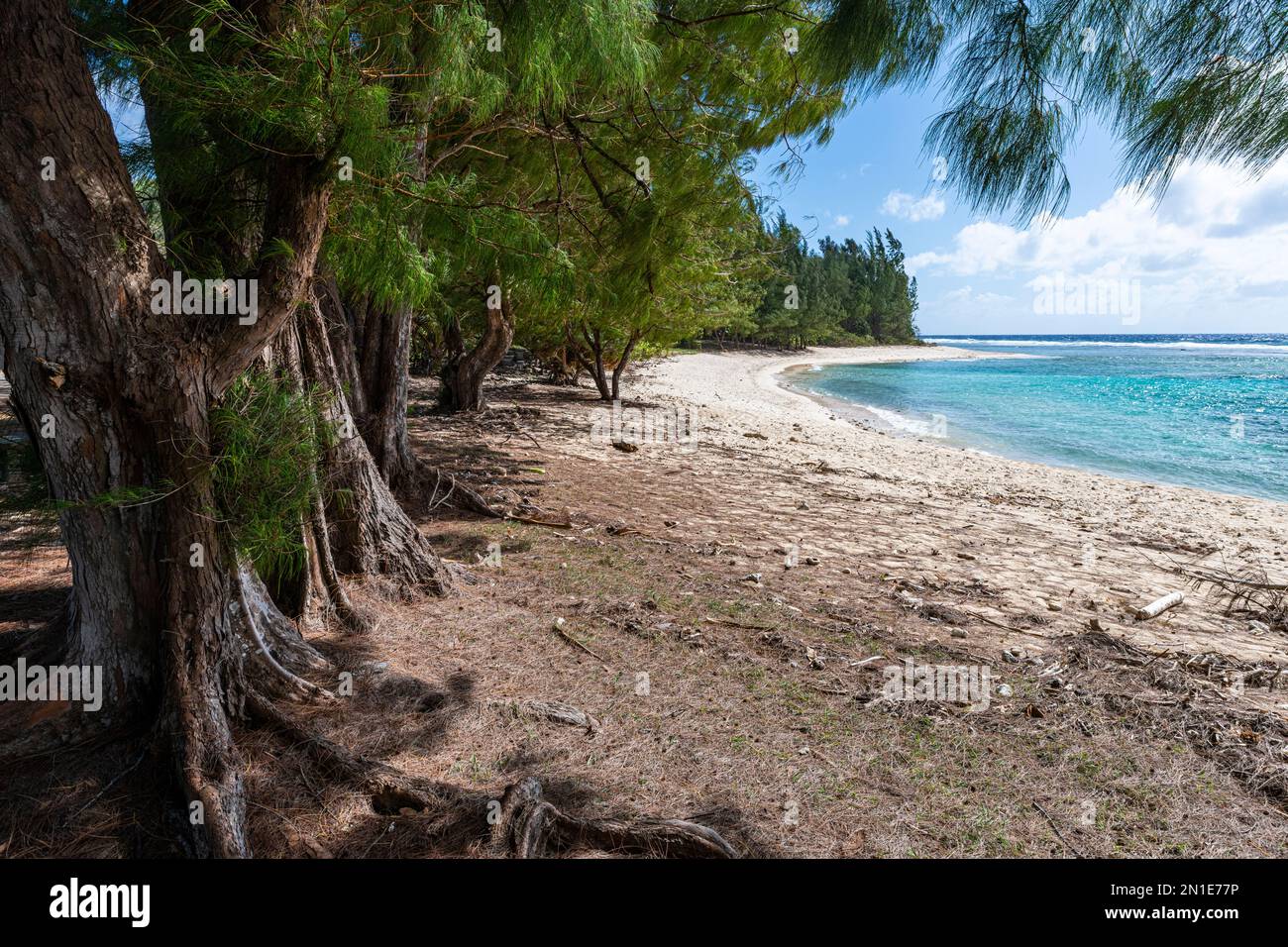 Coral beach on the east coast of Rurutu, Austral islands, French ...