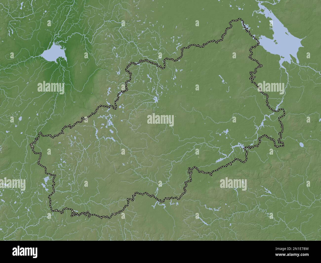 Tver', region of Russia. Elevation map colored in wiki style with lakes ...