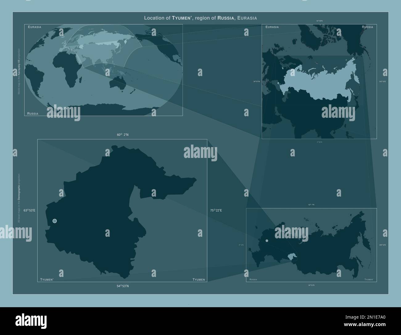 Tyumen', region of Russia. Diagram showing the location of the region ...