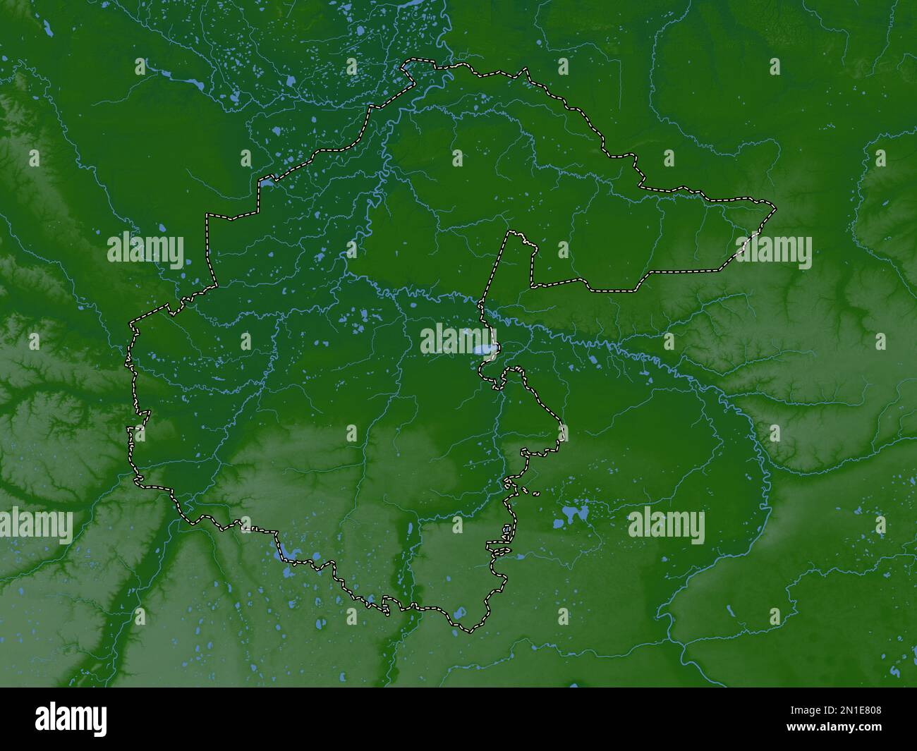 Tyumen', region of Russia. Colored elevation map with lakes and rivers ...