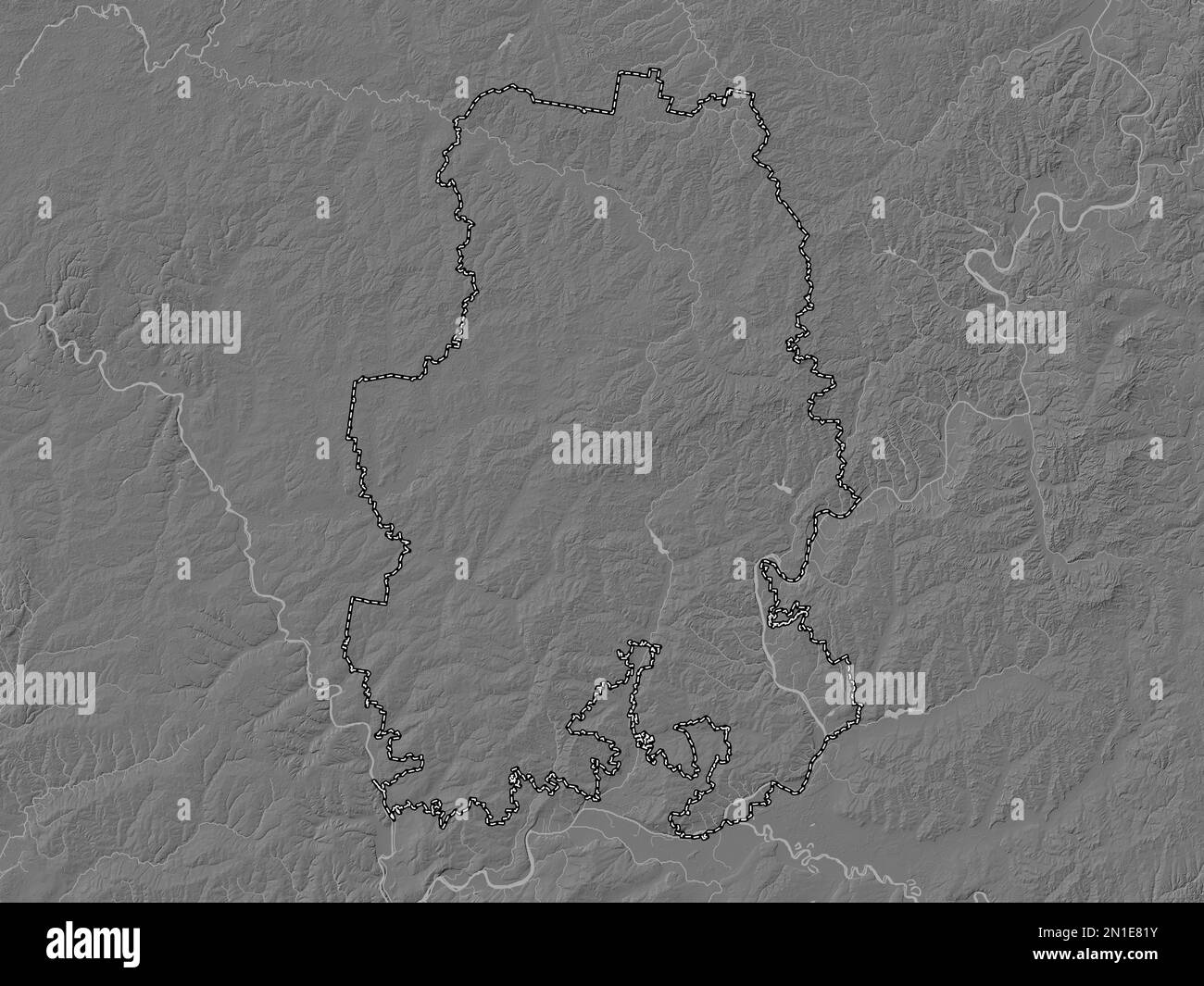 Udmurt, republic of Russia. Bilevel elevation map with lakes and rivers ...