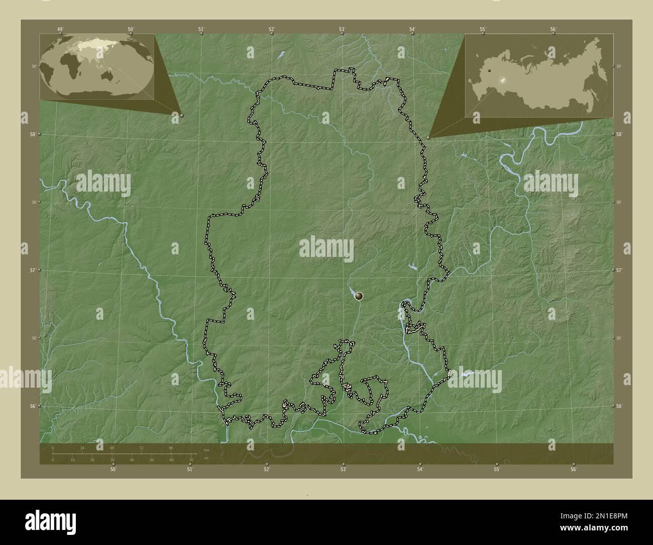 Udmurt, republic of Russia. Elevation map colored in wiki style with ...