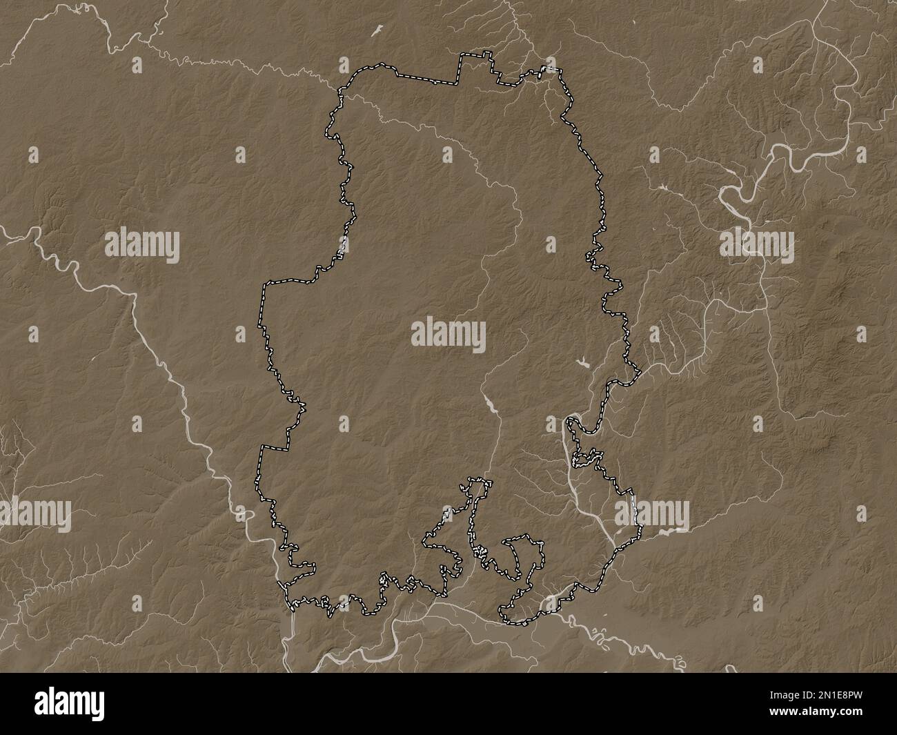 Udmurt, republic of Russia. Elevation map colored in sepia tones with ...