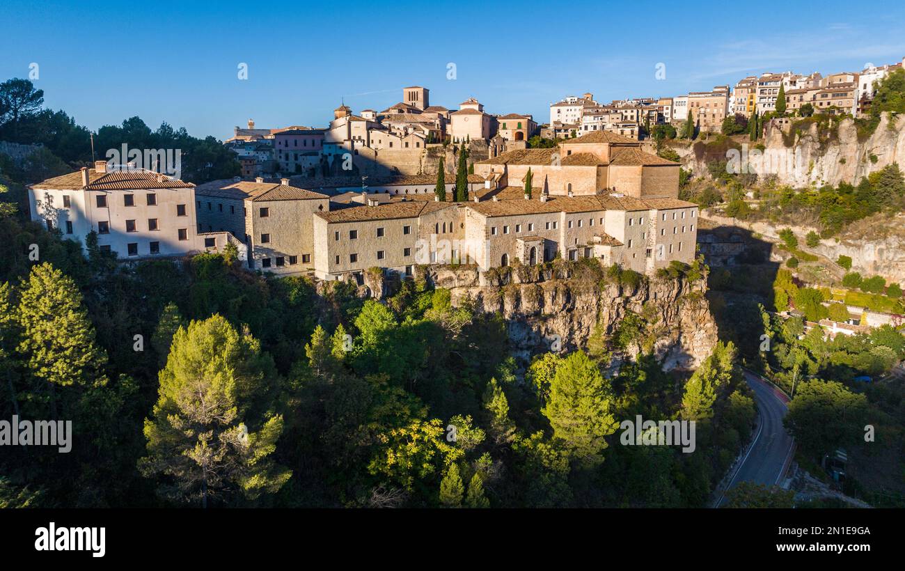 Aerial of Cuenca, UNESCO World Heritage Site, Castilla-La Mancha, Spain ...