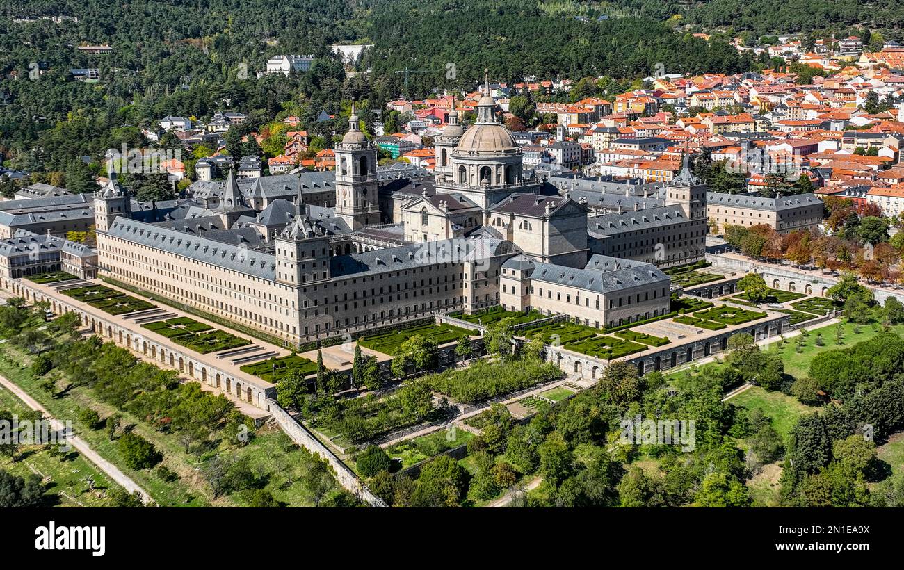 Aerial of El Escorial (Royal Site of San Lorenzo de El Escorial ...
