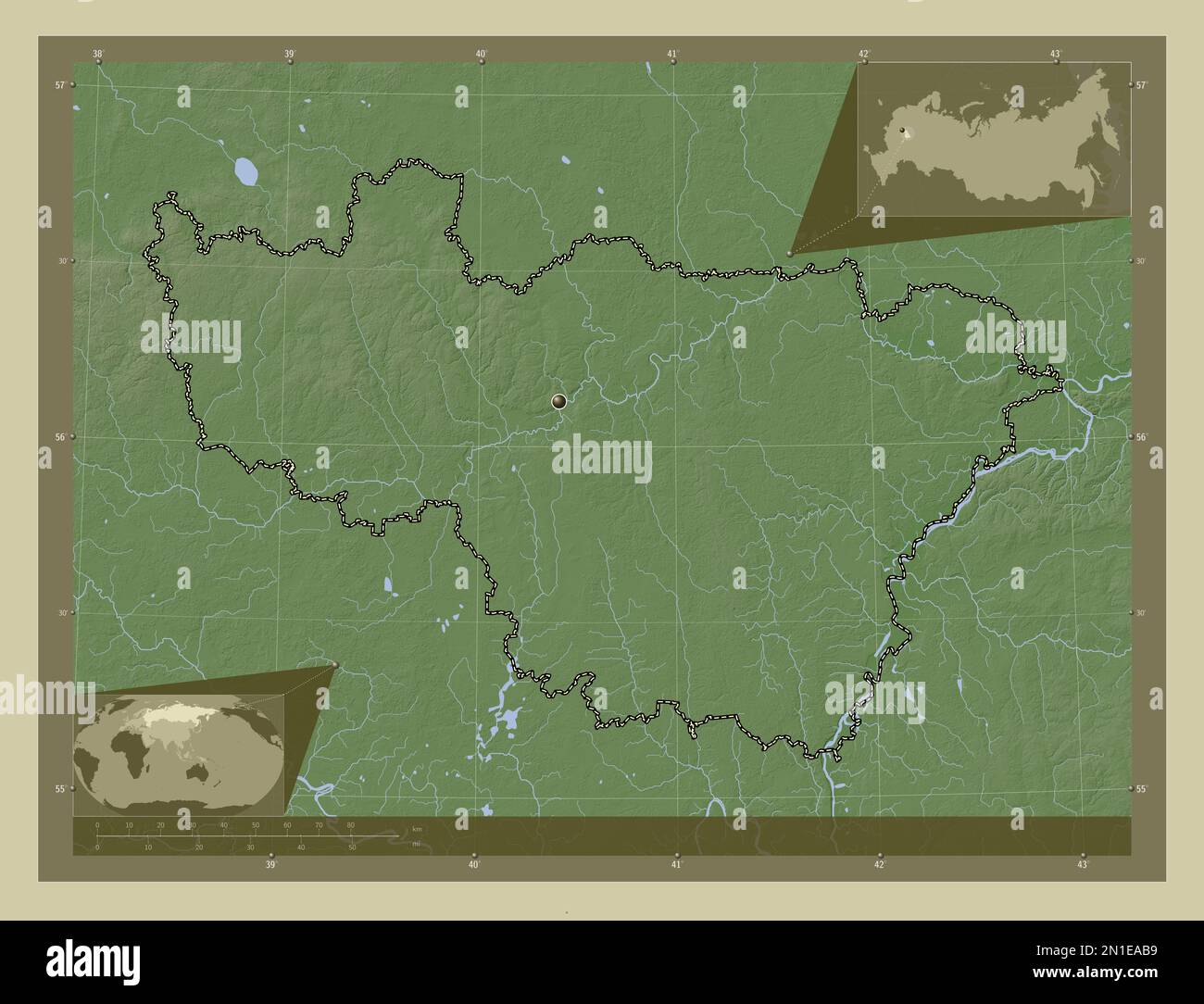 Vladimir, region of Russia. Elevation map colored in wiki style with ...