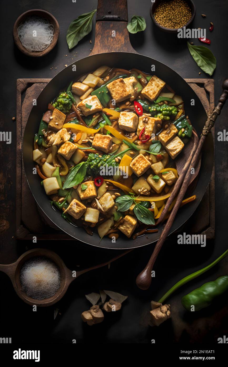 Tasty tofu stir fry with veggies, crispy tofu & fresh cilantro. Perfect ...