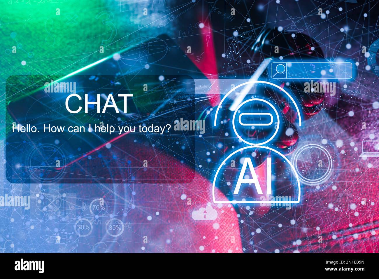 Artificial Intelligence. man using technology smart robot AI, Chatbot Chat with AI, enter ...