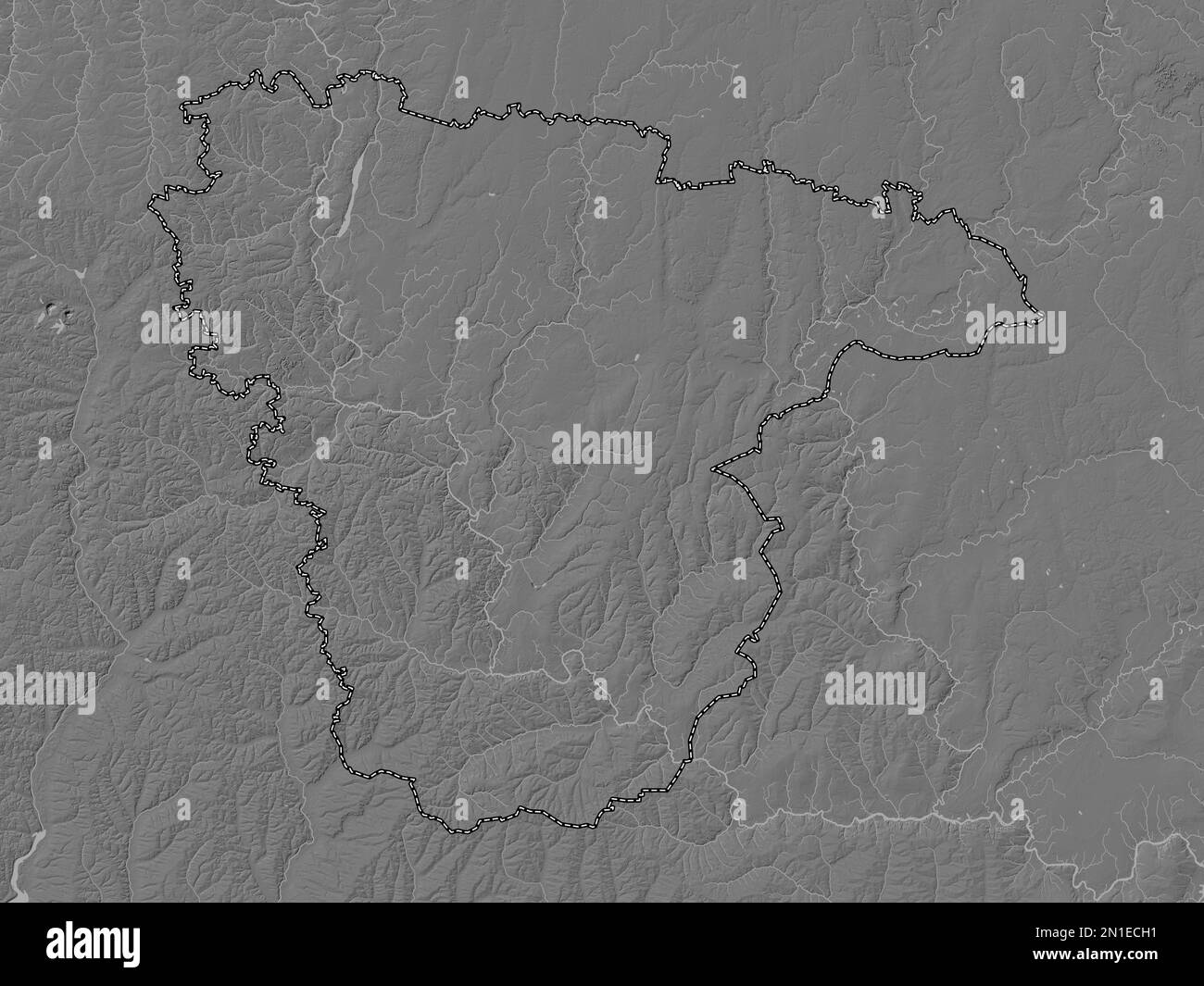 Voronezh, region of Russia. Bilevel elevation map with lakes and rivers ...