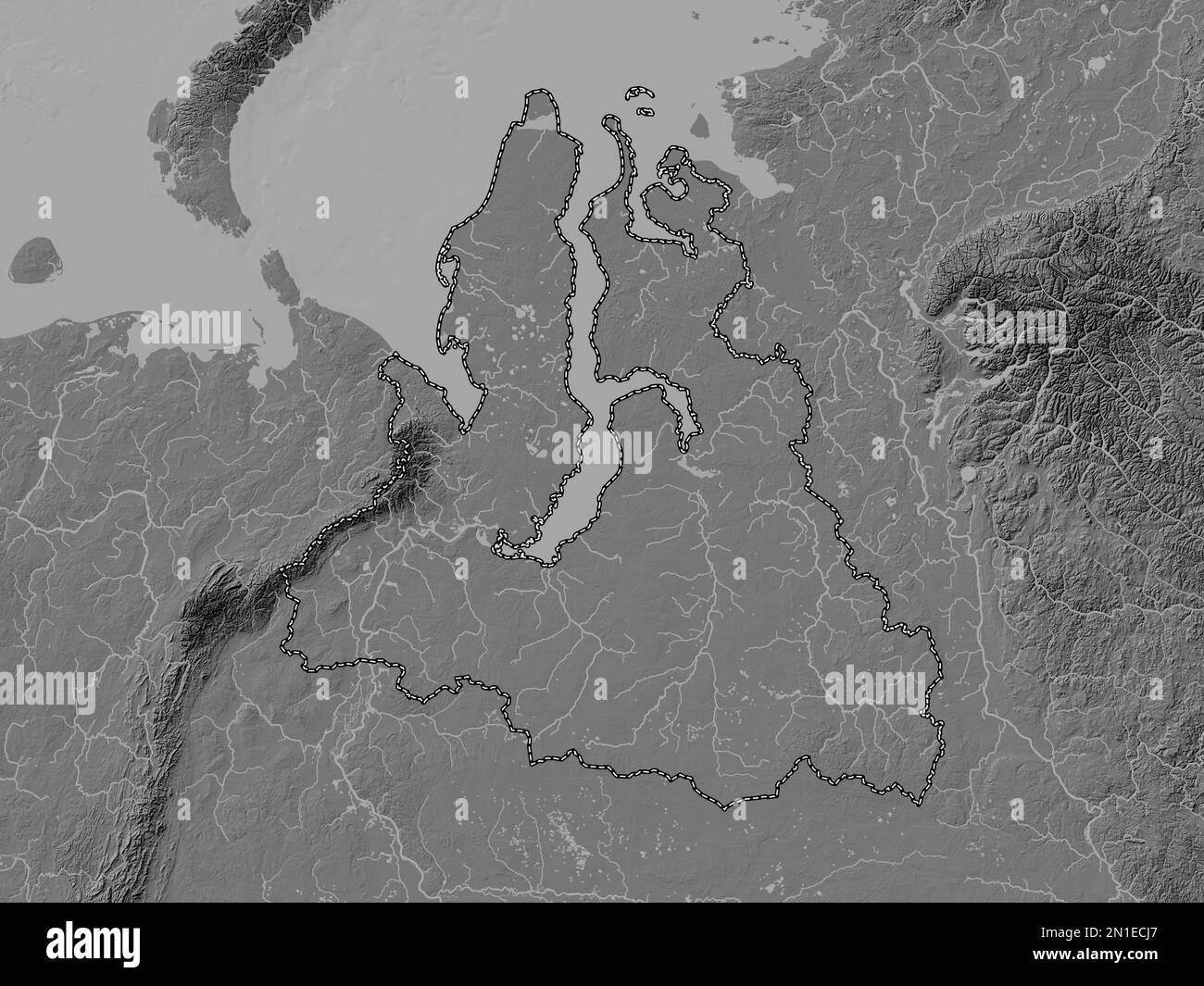 Yamal-Nenets, autonomous province of Russia. Bilevel elevation map with ...