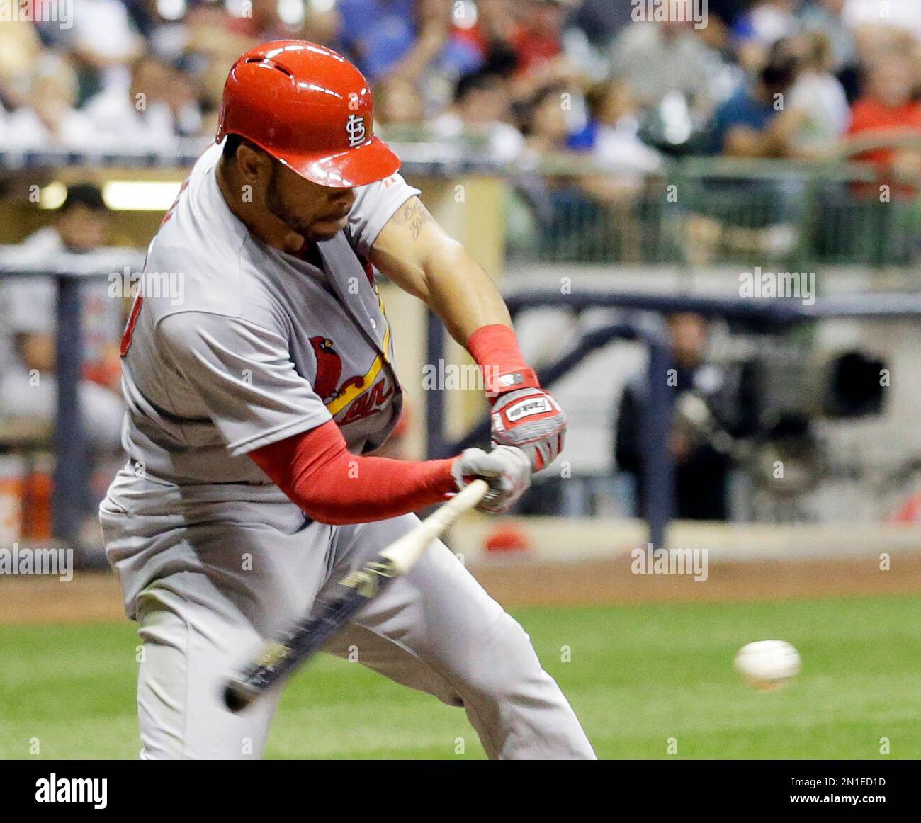 St. Louis Cardinals' Thomas Pham hits a triple during the sixth inning ...
