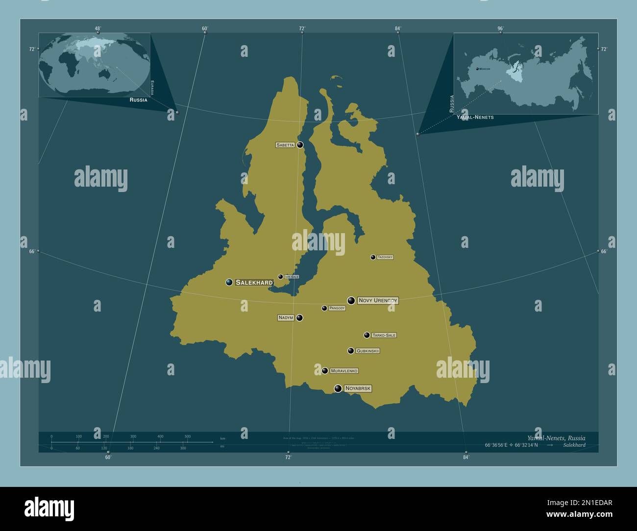 Yamal-Nenets, autonomous province of Russia. Solid color shape ...
