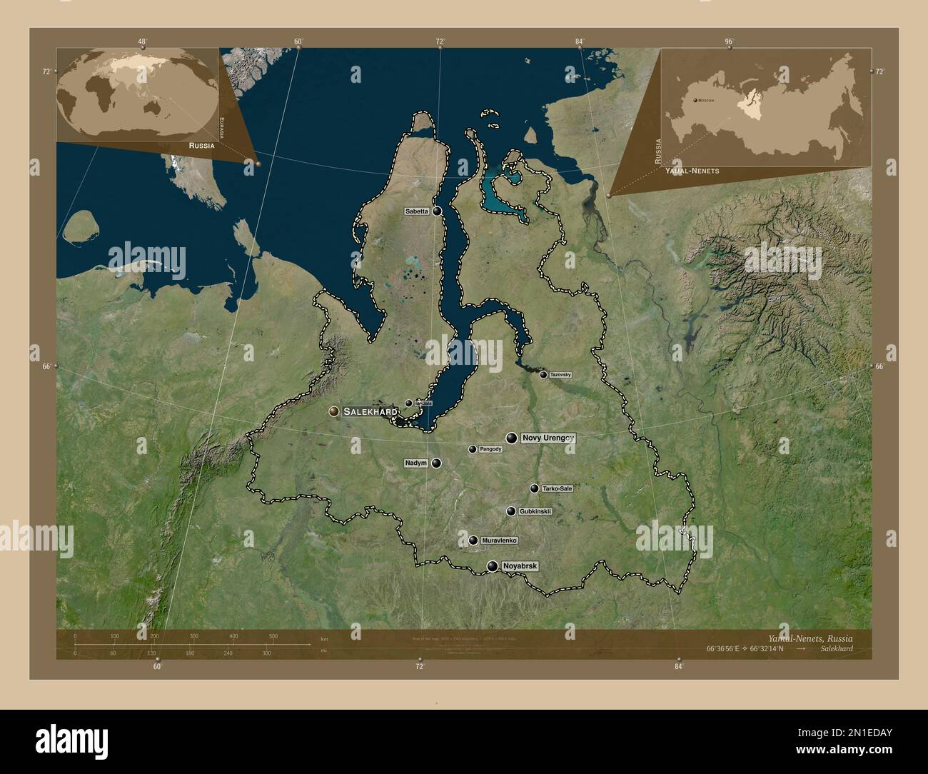 Yamal-Nenets, autonomous province of Russia. Low resolution satellite ...