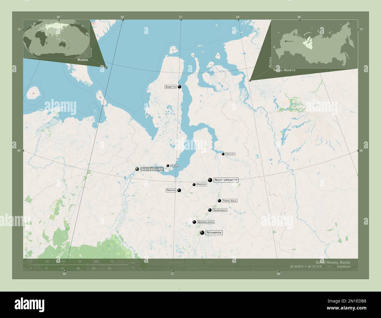 Yamal-Nenets, autonomous province of Russia. Open Street Map. Locations ...