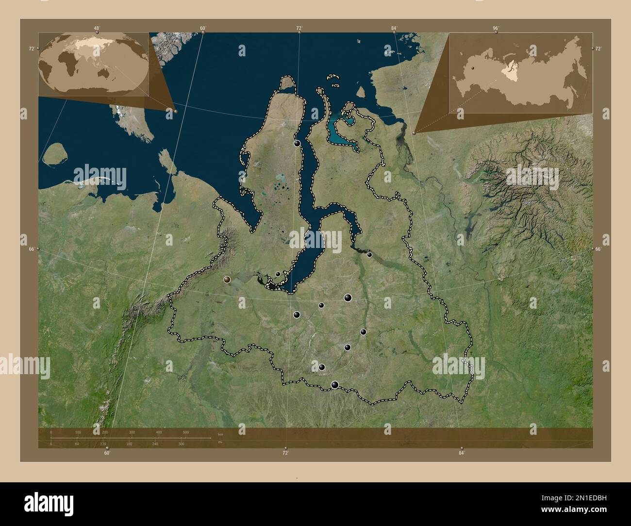 Yamal-Nenets, autonomous province of Russia. Low resolution satellite ...