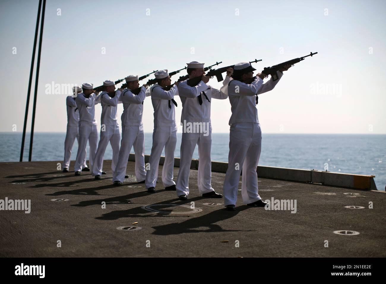 AP10ThingsToSee - US Navy sailors perform a gun salute, during a Sept ...