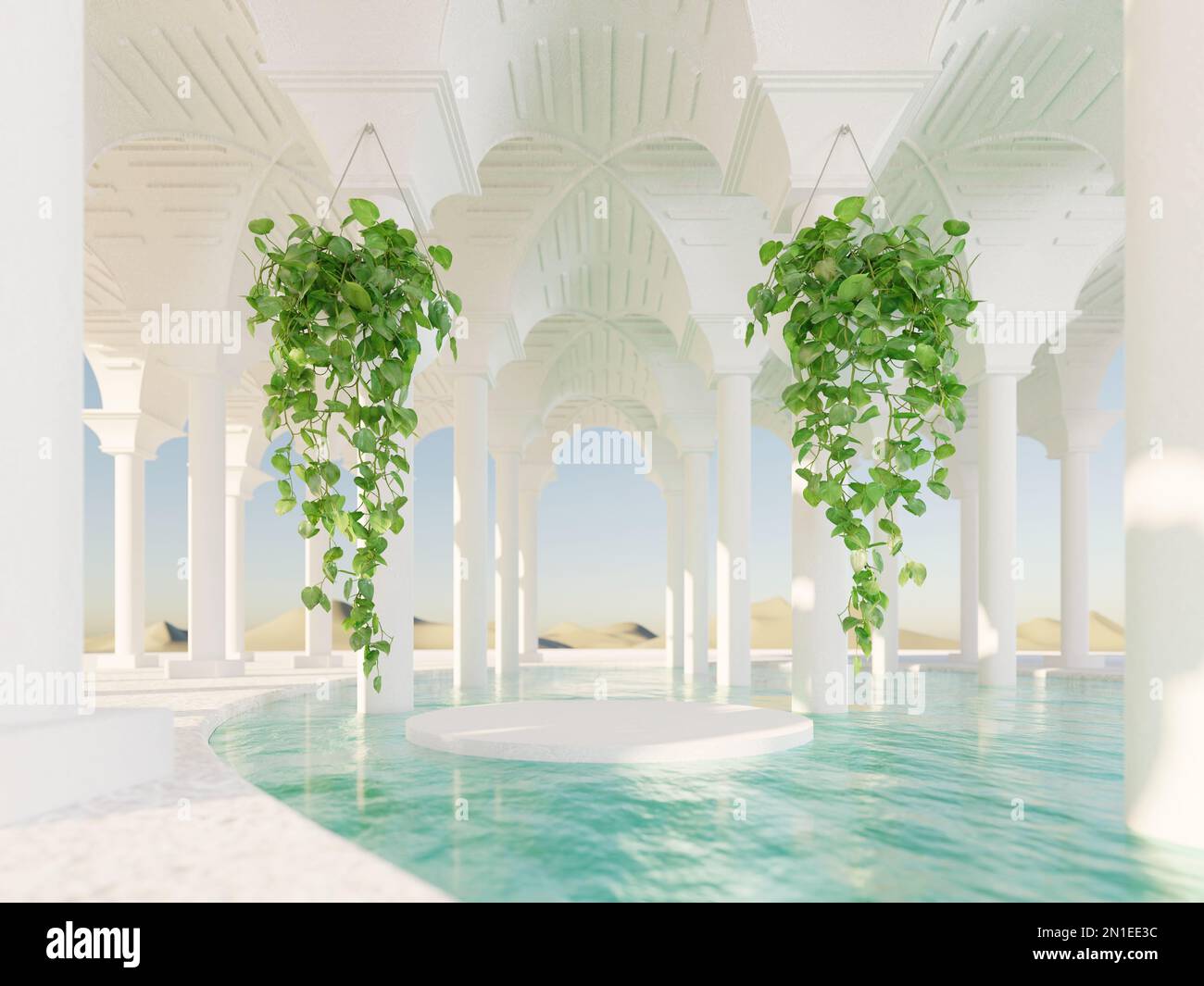 Abstract mediterranean ancient background with swimming pool Stock ...