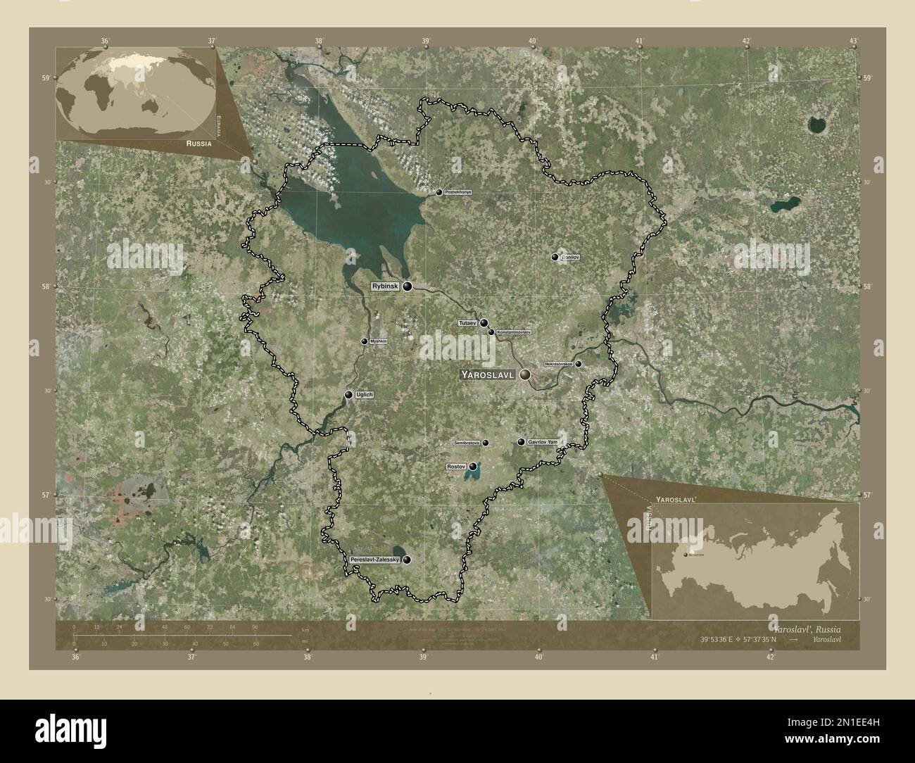Yaroslavl', region of Russia. High resolution satellite map. Locations ...
