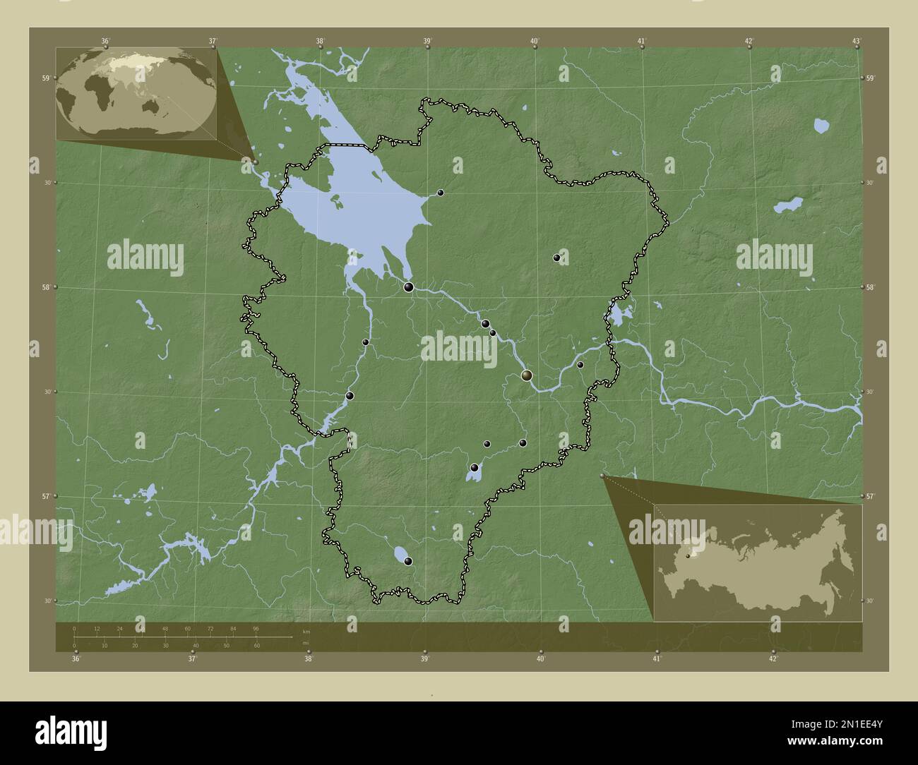 Yaroslavl', region of Russia. Elevation map colored in wiki style with ...