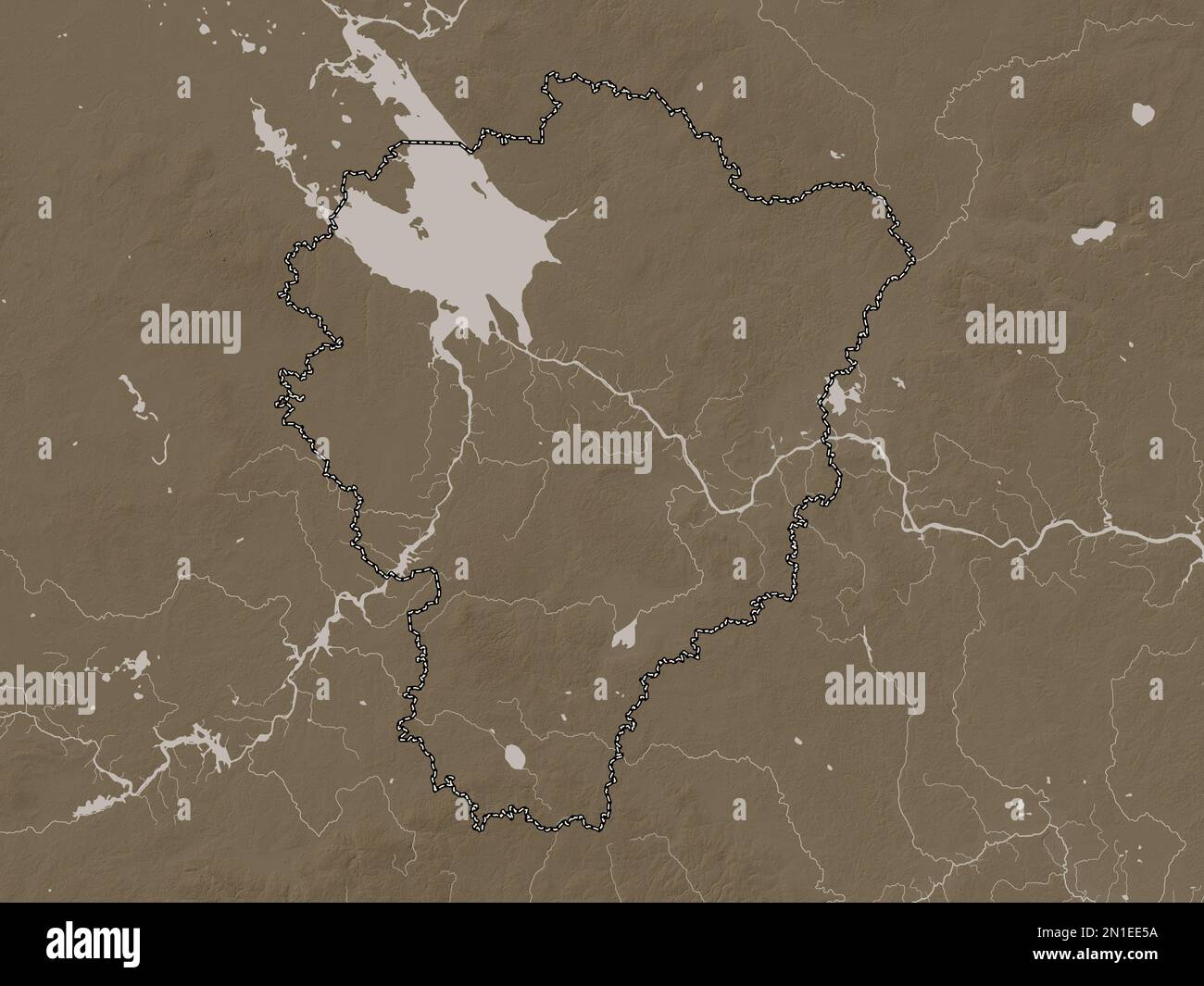 Yaroslavl', region of Russia. Elevation map colored in sepia tones with ...