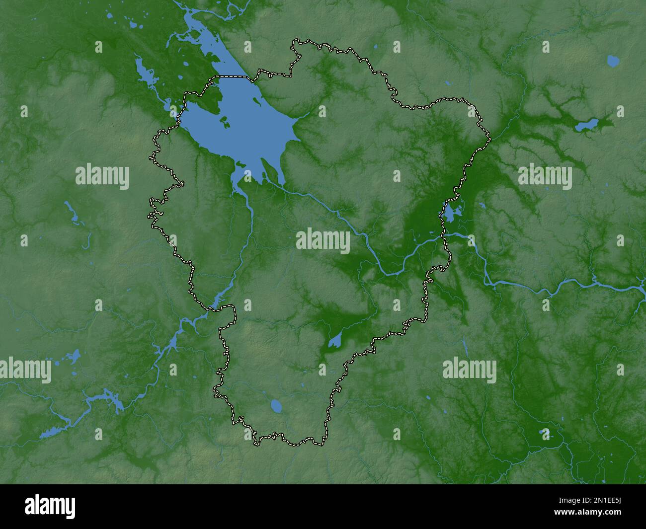 Yaroslavl', region of Russia. Colored elevation map with lakes and ...