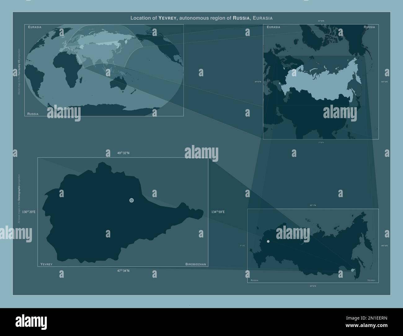 Yevrey, autonomous region of Russia. Diagram showing the location of ...