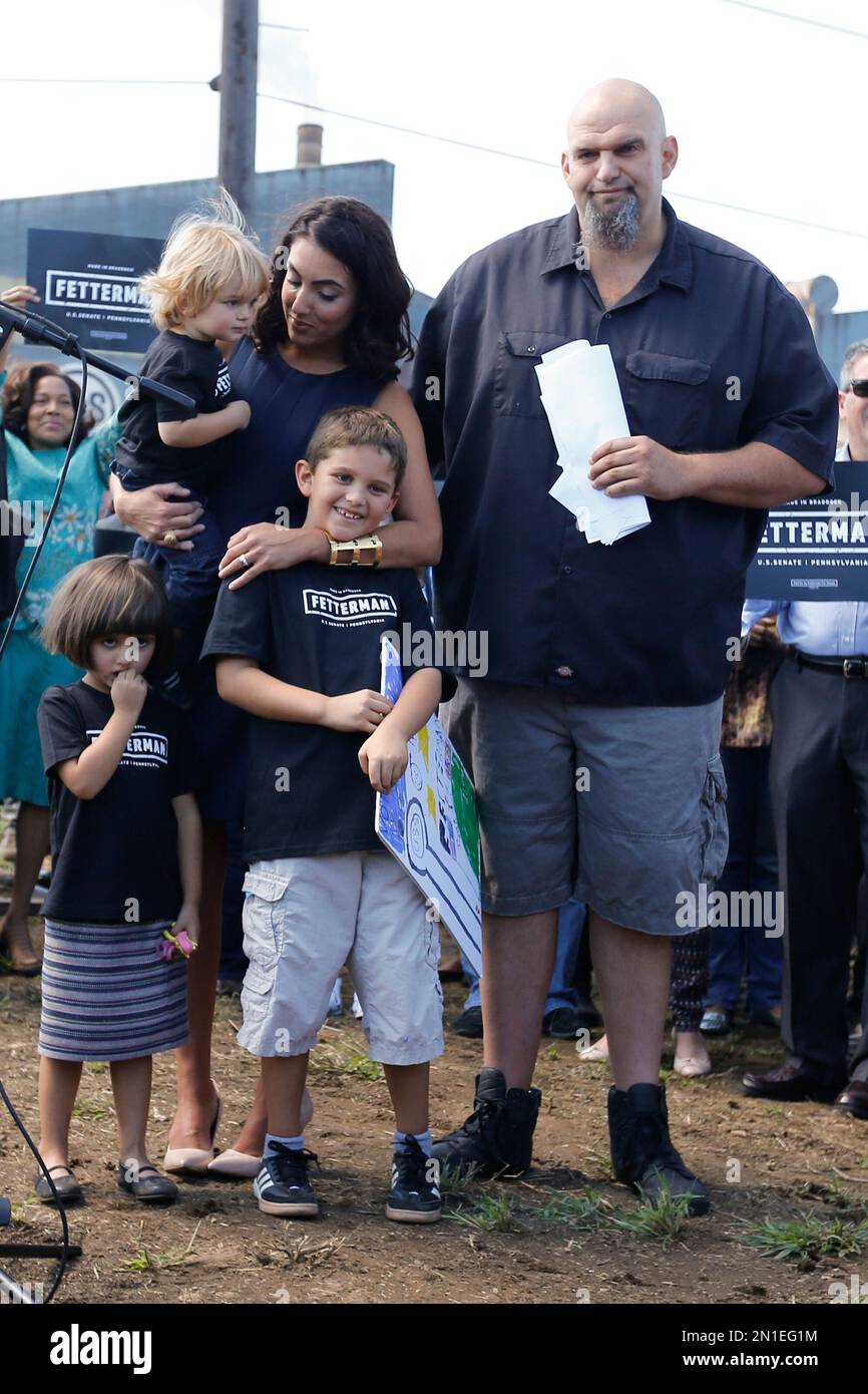 John Fetterman the mayor of Braddock, Pa., right, stands with his wife ...