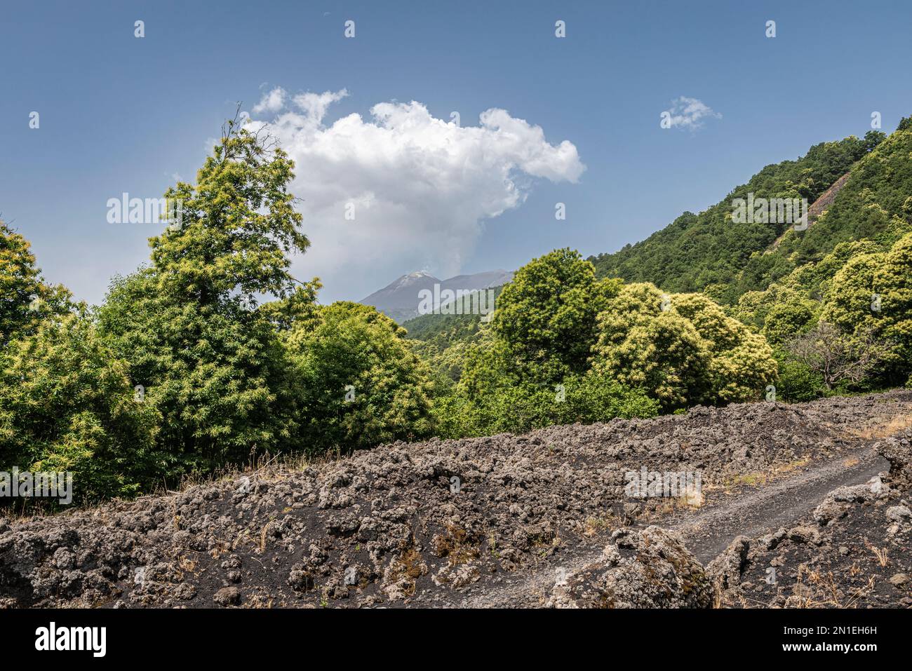 Mount Etna, Sicily - the remains of the lava flow from the eruption of ...