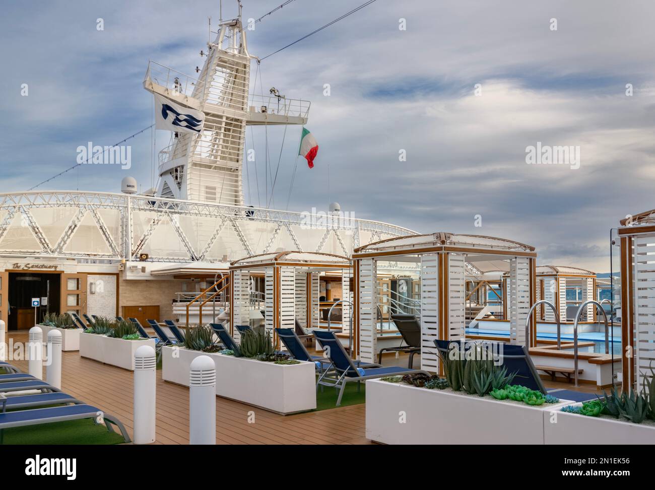 Regal Princess Cruise Ship, Spa deck with The Sanctuary, docked at the ...