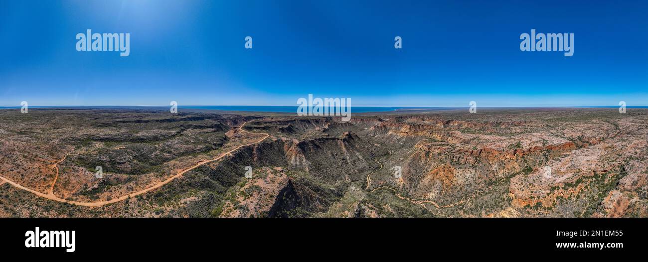 Panoramic aerial of Cape Range National Park, Exmouth, Western ...