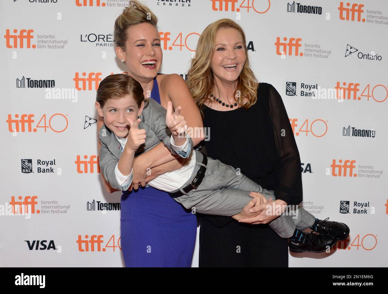 Brie Larson, Jacob Tremblay and Joan Allen attend a premiere for "Room ...
