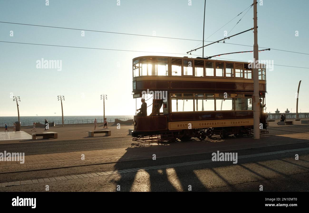 Traditional Blackpool tram, Blackpool, Lancashire, England, United ...