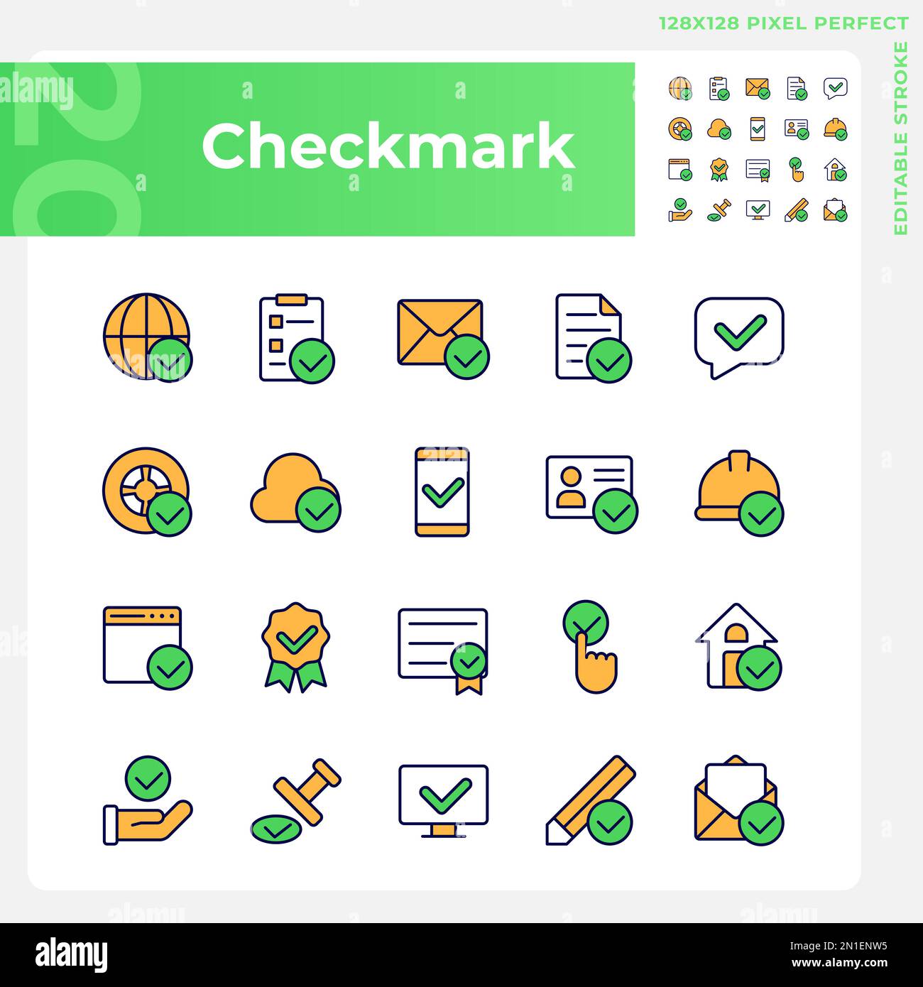 Checkmark pixel perfect RGB color icons set Stock Vector Image & Art - Alamy