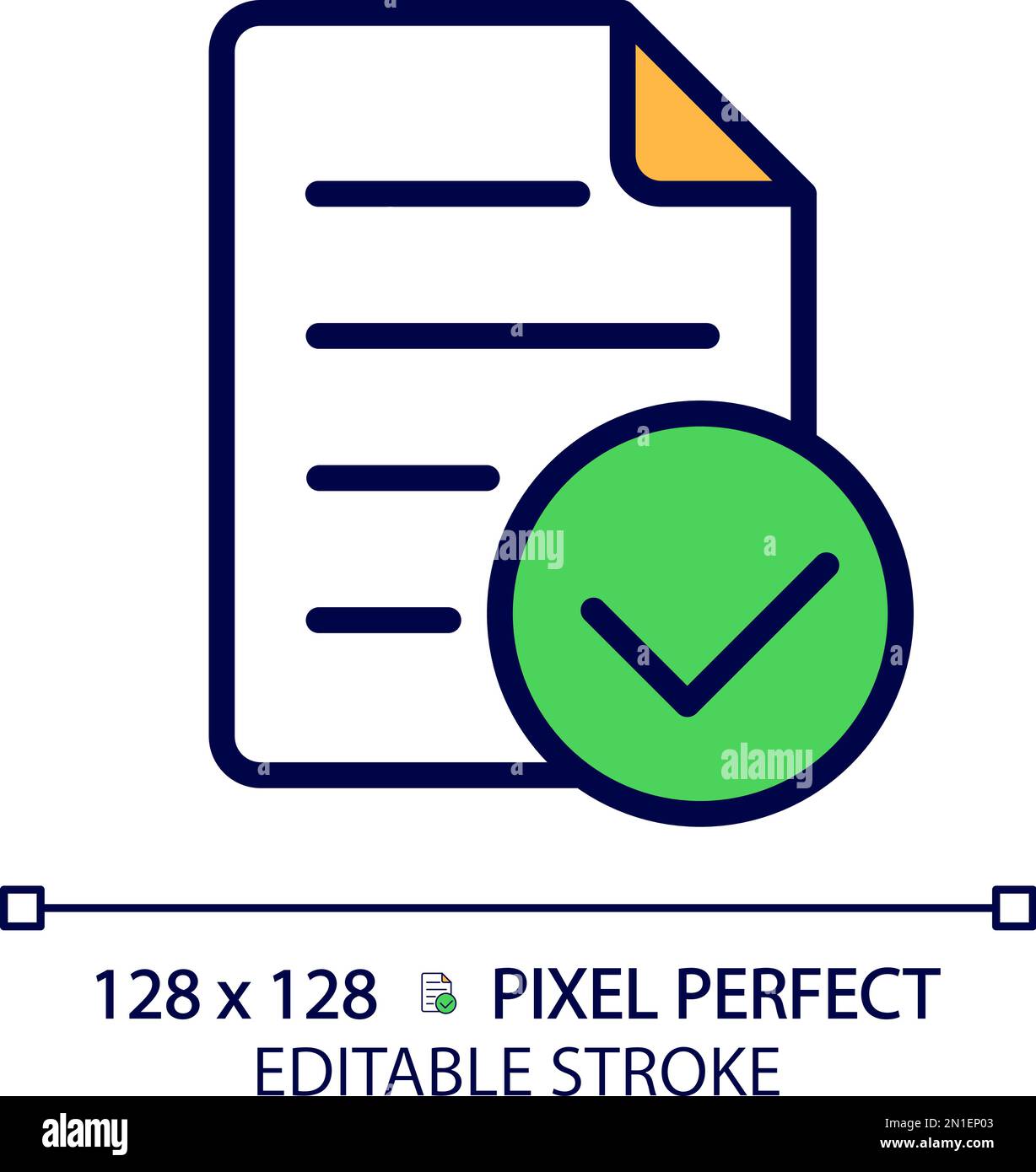 Document with check mark pixel perfect RGB color icon Stock Vector Image & Art - Alamy