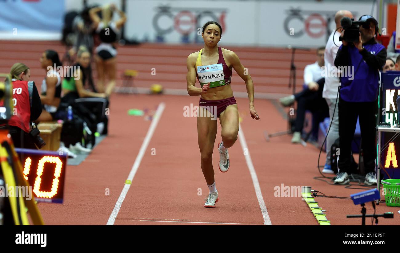 Czech Emma Mastalirova competes in triple jump during the Czech Indoor ...
