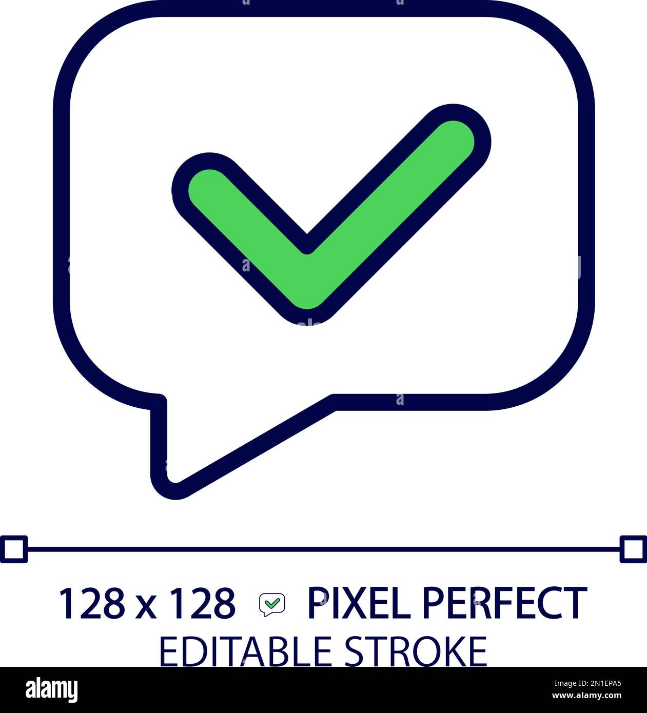 Speech bubble with tick pixel perfect RGB color icon Stock Vector Image ...