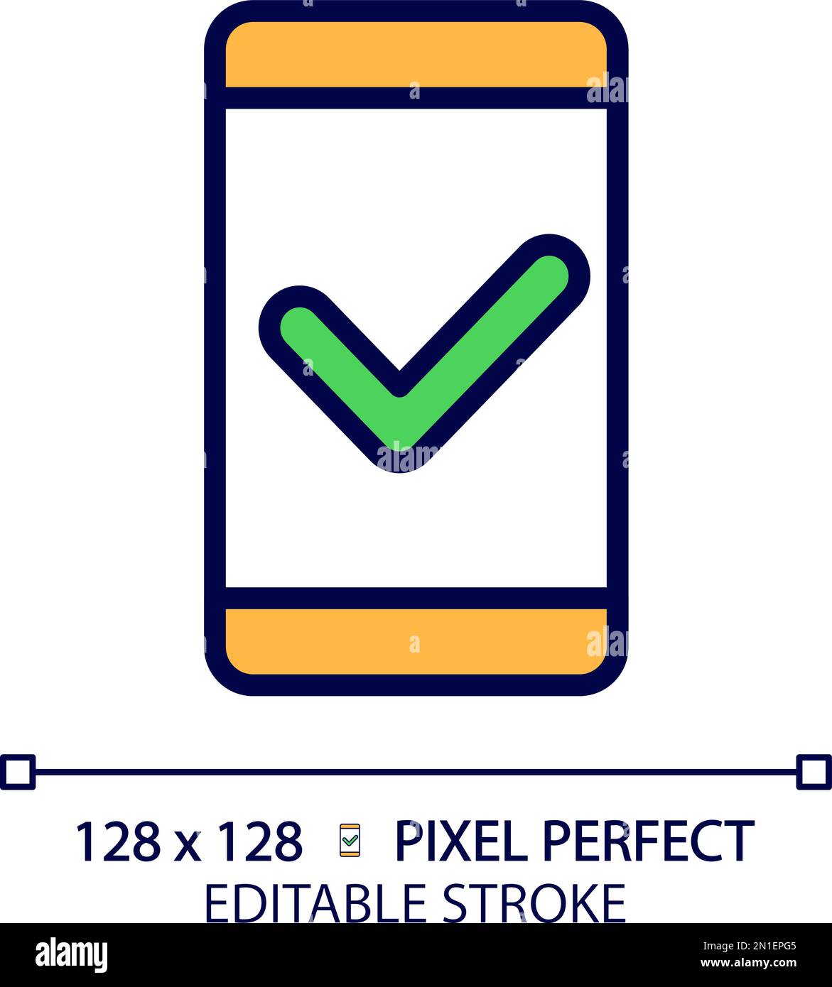 Mobile phone with check mark pixel perfect RGB color icon Stock Vector Image & Art - Alamy