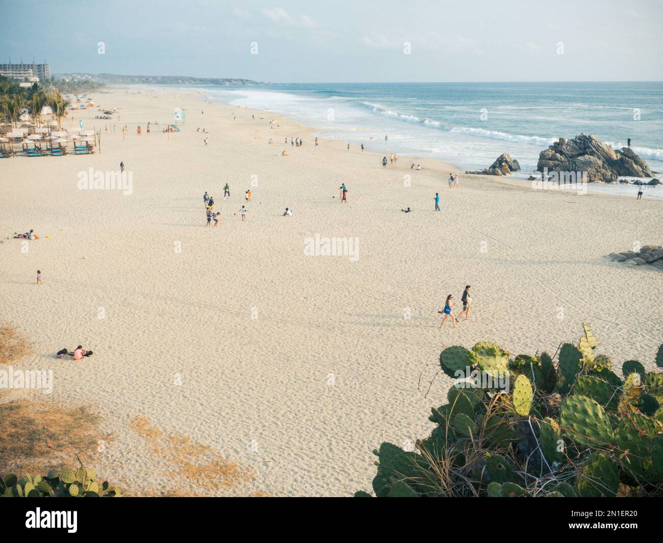 Playa Zicatela, the legendary Mexican surfing beach, stretching for ...