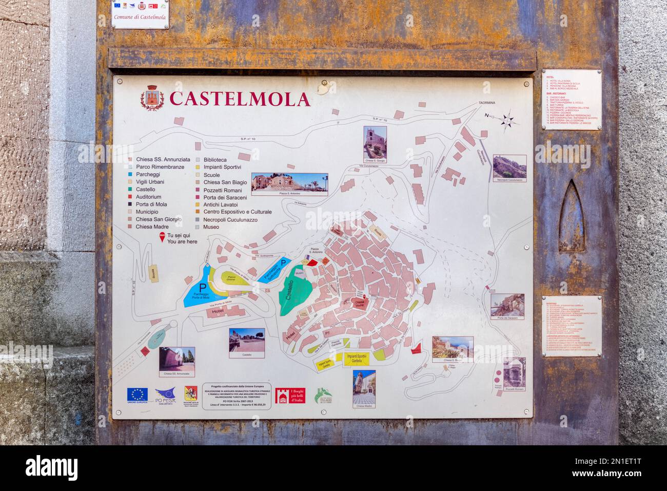 Map of Castelmola, Sicily, Italy Stock Photo - Alamy