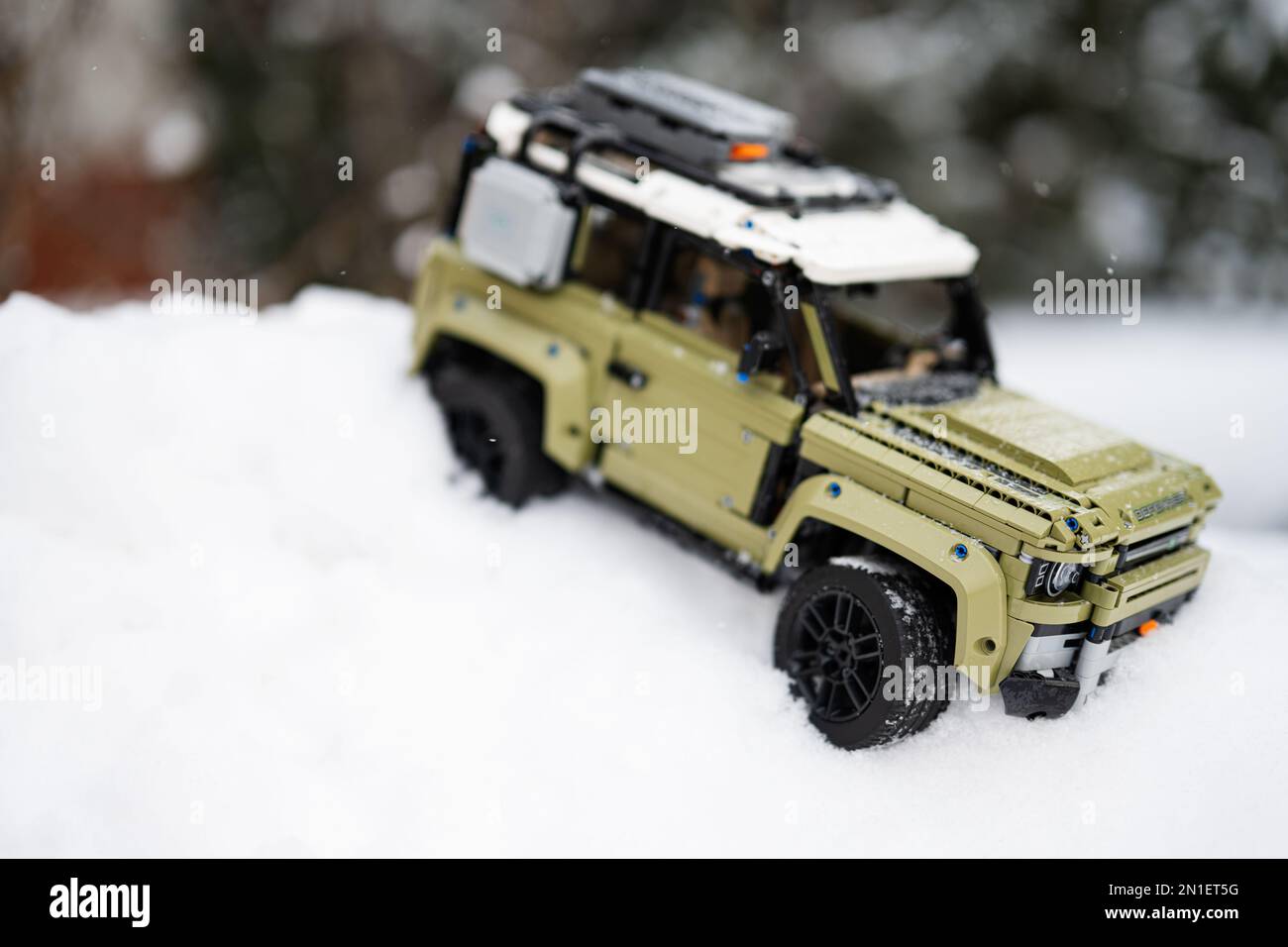 Ternopil, Ukraine- February 06, 2023: Lego Technic Land Rover Defender ...