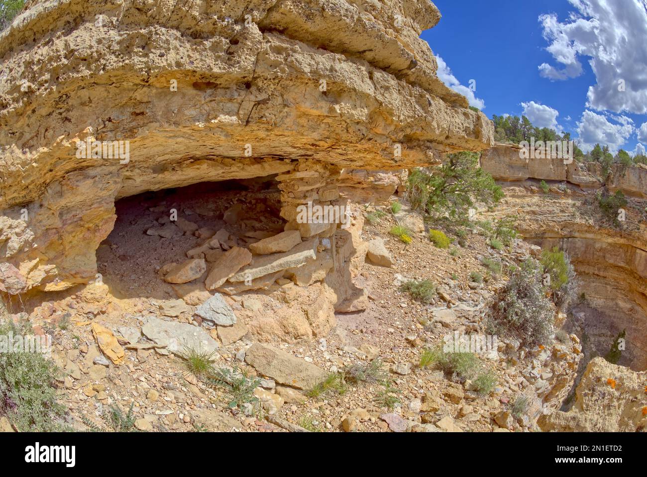 Ancient Indian Ruins on the edge of a cliff east of Papago Point at ...